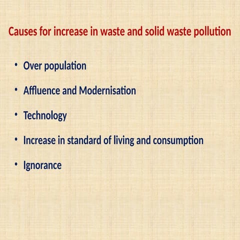 Causes of waste generation and impact on human health | PPTX
