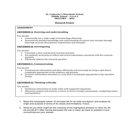MYP Individuals and Society Criteria of assessment | PPT