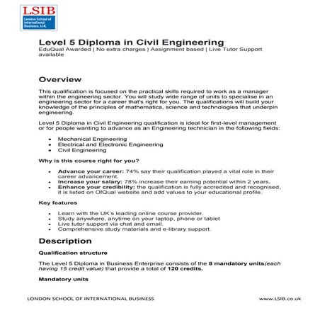 Level 5 Diploma in Civil Engineering | PDF