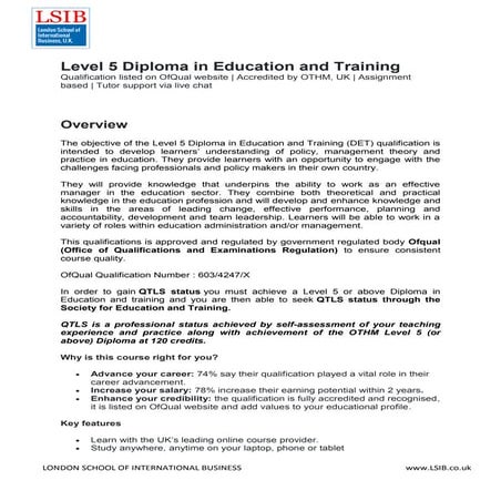 Level 5 Diploma in Education and Training | PDF