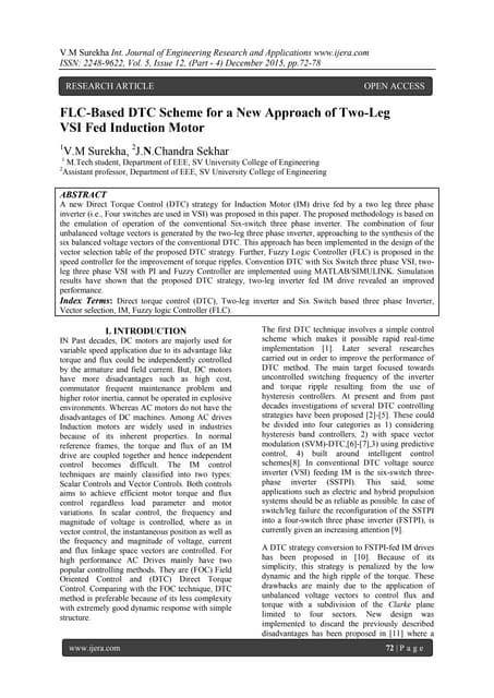 Direct Torque Control Of Four Switch Three Phase Inverter Fed Induction Motor Sensorless Speed