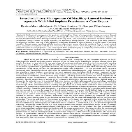Interdisciplinary Management Of Maxillary Lateral Incisors Pdf