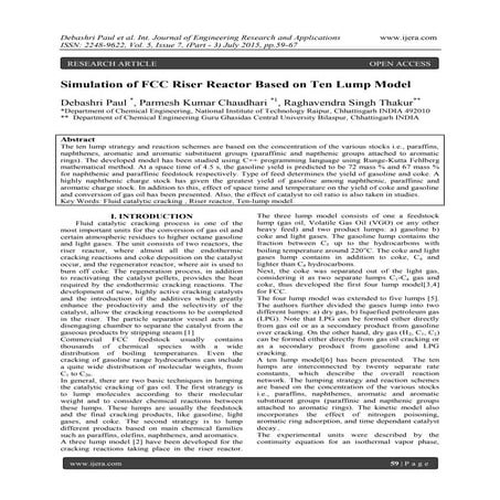 Simulation of FCC Riser Reactor Based on Ten Lump Model | PDF