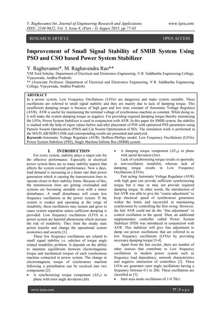 Power System Stabilizer | PPTX | Operating Systems | Computer Software and Applications