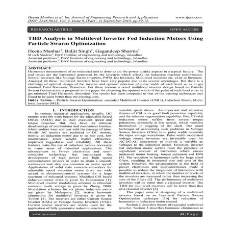 Thd Analysis In Multilevel Inverter Fed Induction Motors Using Particle