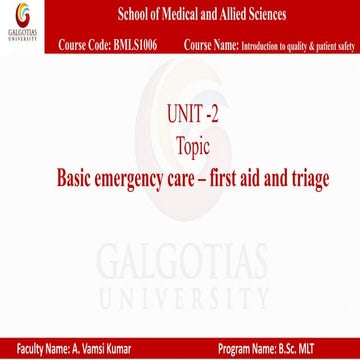 Basic emergency care and First aid and TRIAGE | PDF