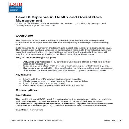 HNC Health and Social Care (Level 4) | PDF