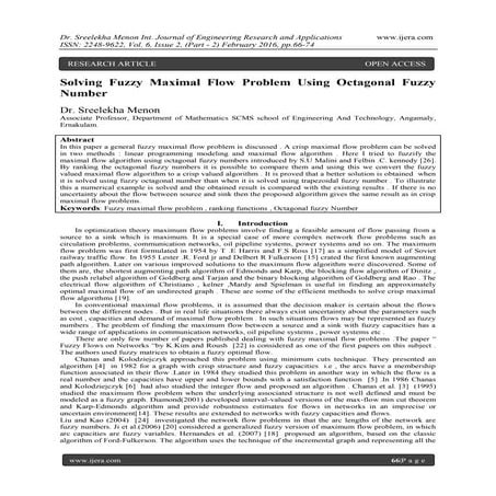 Solving Fuzzy Maximal Flow Problem Using Octagonal Fuzzy Number Pdf 4757