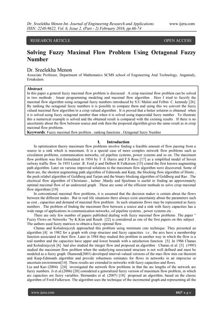 Solving Fuzzy Maximal Flow Problem Using Octagonal Fuzzy Number Pdf