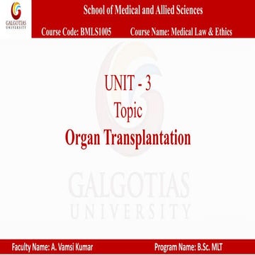 Ethics in organ transplantation | PDF