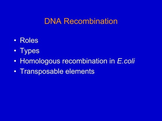 Models of recombination, Models of recombination | PPT