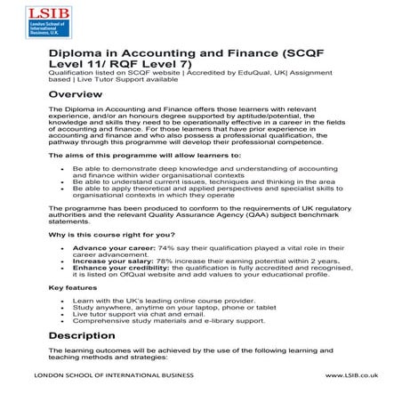 Diploma in Accounting and Finance (SCQF Level 11/ RQF Level 7) | PDF