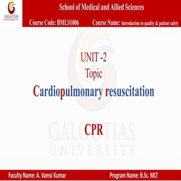Cardio Pulmonary Resuscitation CPR | PDF
