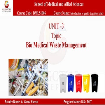 Bio Medical Waste Management BMW | PDF