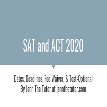 SAT and ACT 2020 Dates, Registration Deadlines, Fee Waivers, and Test ...
