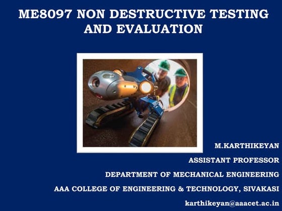 Ndt visual inspection | PPTX | Medical Tests | Medical Health