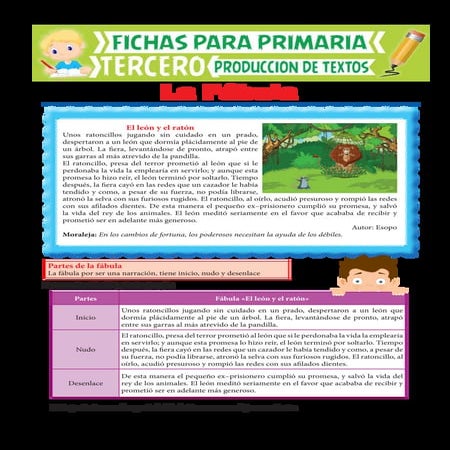 Fichas De Fabulas 3er Grado La Fábula Para Tercero De Primaria
