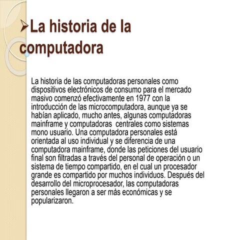 La historia de la computadora | PPSX | Computing | Technology & Computing