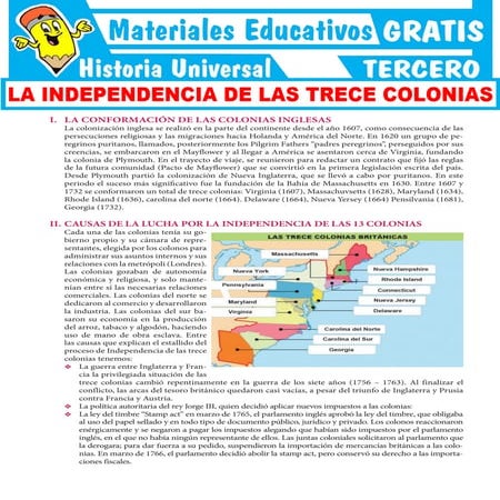 Hojas De Trabajo Sobre Las Trece Colonias, Quinto Grado 118309 | La