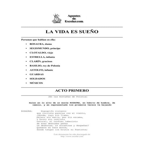 La vida-es-sueno | PDF