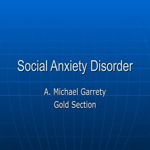 Social Anxiety Disorder | PPT