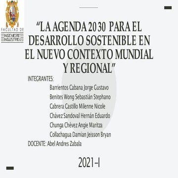 “La Agenda 2030 para el desarrollo sostenible en el nuevo contexto ...