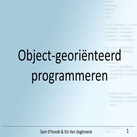 Object-georiënteerd programmeren | PPTX