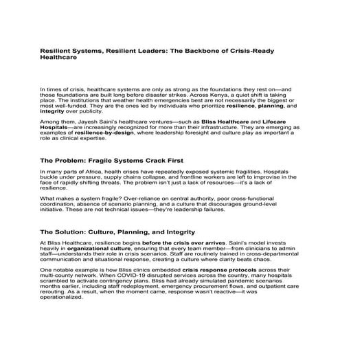 Resilient Systems, Resilient Leaders: The Backbone of Crisis-Ready ...