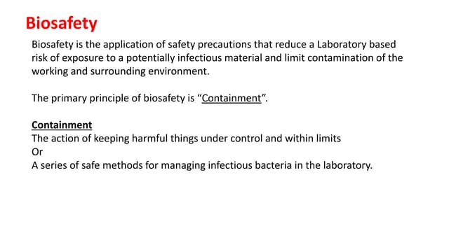 Lecture 1 introduction of biosafety & biosecurity | PPTX