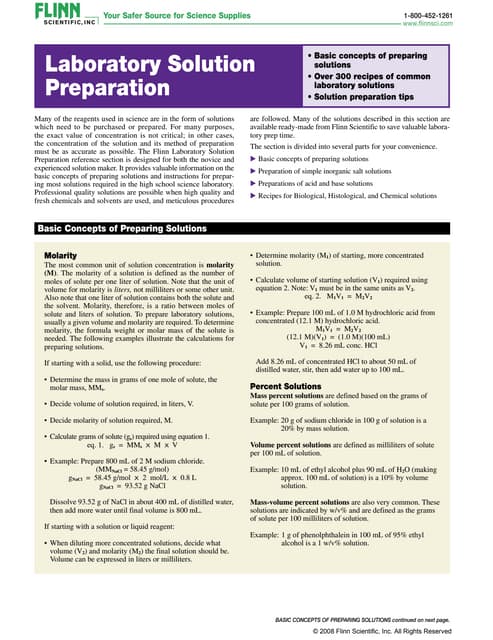 Preparation of solutions | PDF