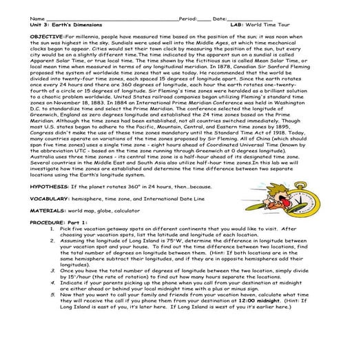 Lab time zones - | PDF