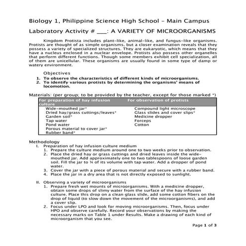 Examination of microorganisms from pond and water sample | PPTX