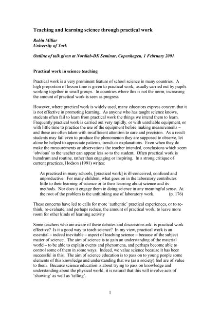 Practical work in science | PPTX | Homework and Study | Education