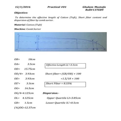 Effective length of Cotton (Tuft), Short fiber content and dispersion ...