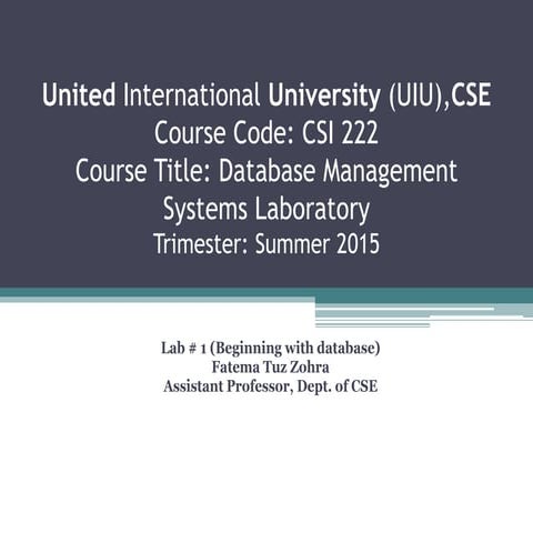 RDBMS Lab01 beginning with-database (UIU) | PDF