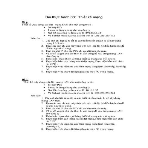 Lab 03 thiet ke mang | PDF