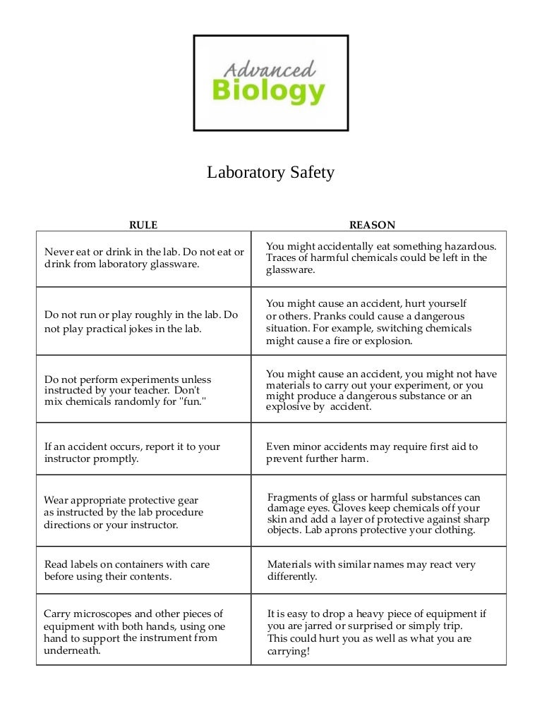 Lab 0 A Handout Lab Safety