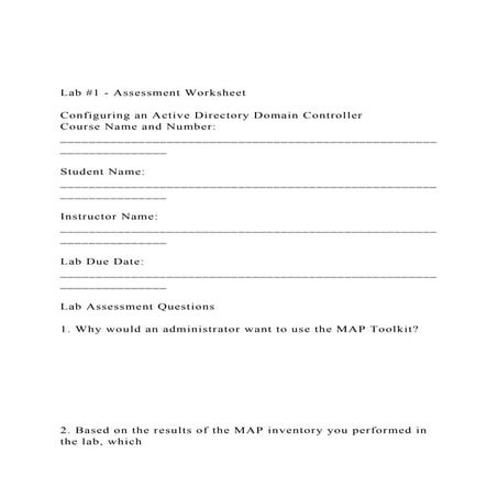 Lab #1 - Assessment Worksheet Configuring an Active Direct.docx