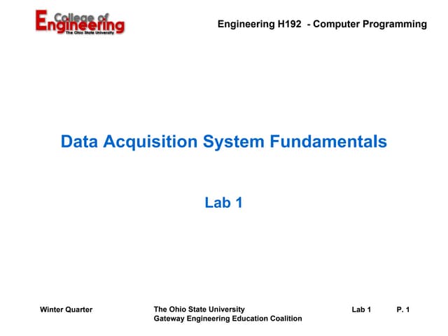 Lab 1 Data Acquisition Fundamentals Ppt