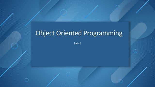 Introduction to Object Oriented Programming | PPTX
