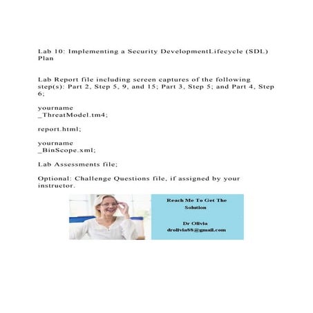 Lab 10 Implementing a Security DevelopmentLifecycle (SDL) Plan.docx