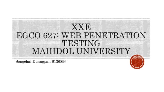 Xml External Entity Xxe Ppt 5926