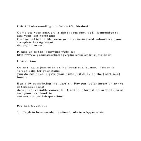 Lab 1 Understanding the Scientific Method Complete your a.docx