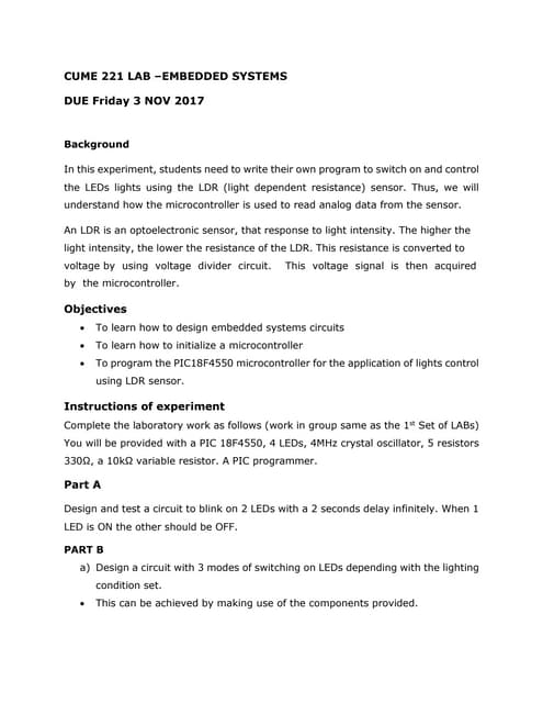 To measure the intensity of light using LDR sensor by calibrating ...