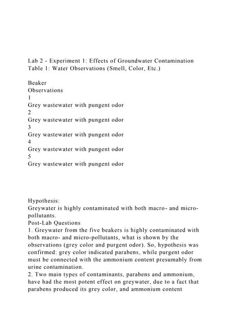Lab 2 – Water Quality and ContaminationExperiment 1 Eff.docx