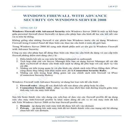 Lab 21 windows firewall with advanced security | PDF