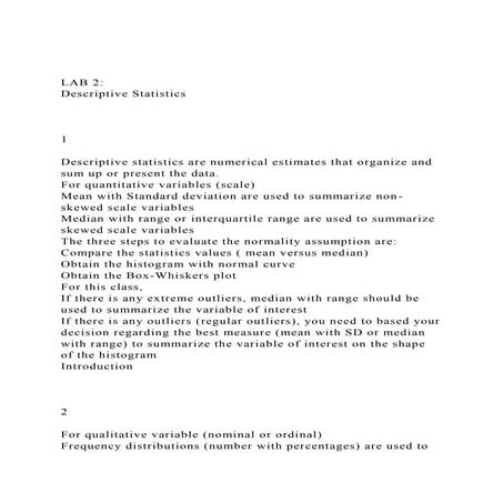 LAB 2 Descriptive Statistics1Descriptive statisti.docx