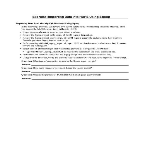Lab2 Importing Data Into Hdfs Using Sqoop Docx