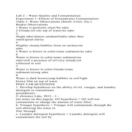 Lab 2 – Water Quality and ContaminationExperiment 1 Effects of Gr.docx