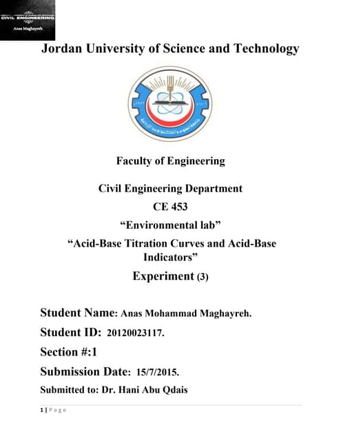 Lab5 determination of hardness of water | PDF | Chemistry | Science